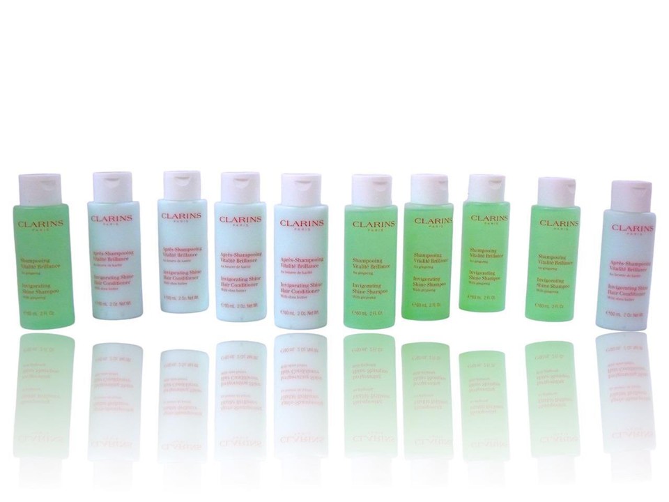 (5-Pairs) Clarins, Invigorating Shine Shampoo & Conditioner Set, 2oz ...