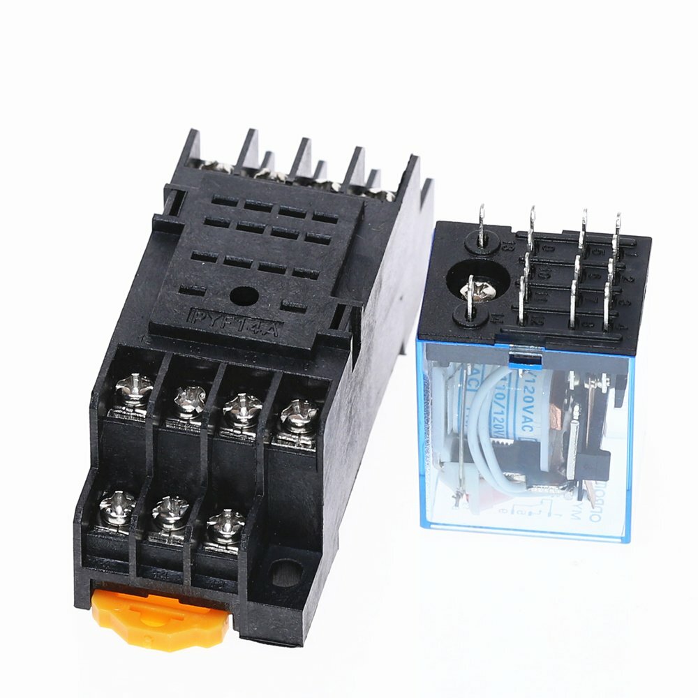 MY4NJ DC12V DC24V AC220V Miniature Relay 4DPDT 14Pins 5A HH54PL W ...