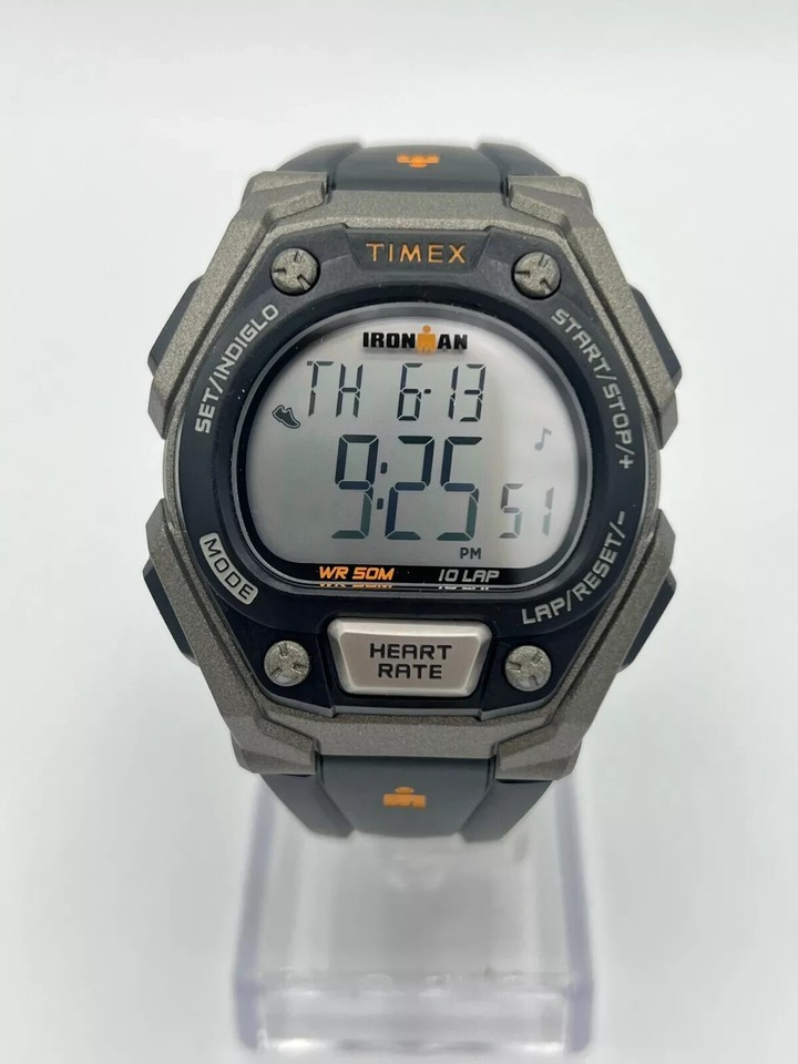 Timex TW5M49400 Heart Rate Ironman Watch, 50 Meter WR Black Resin Strap ...