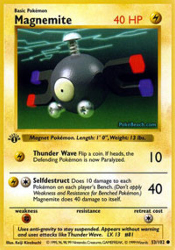 1x Magnemite - 53/102 - Common - 1st Edition Moderately Played Pokemon ...