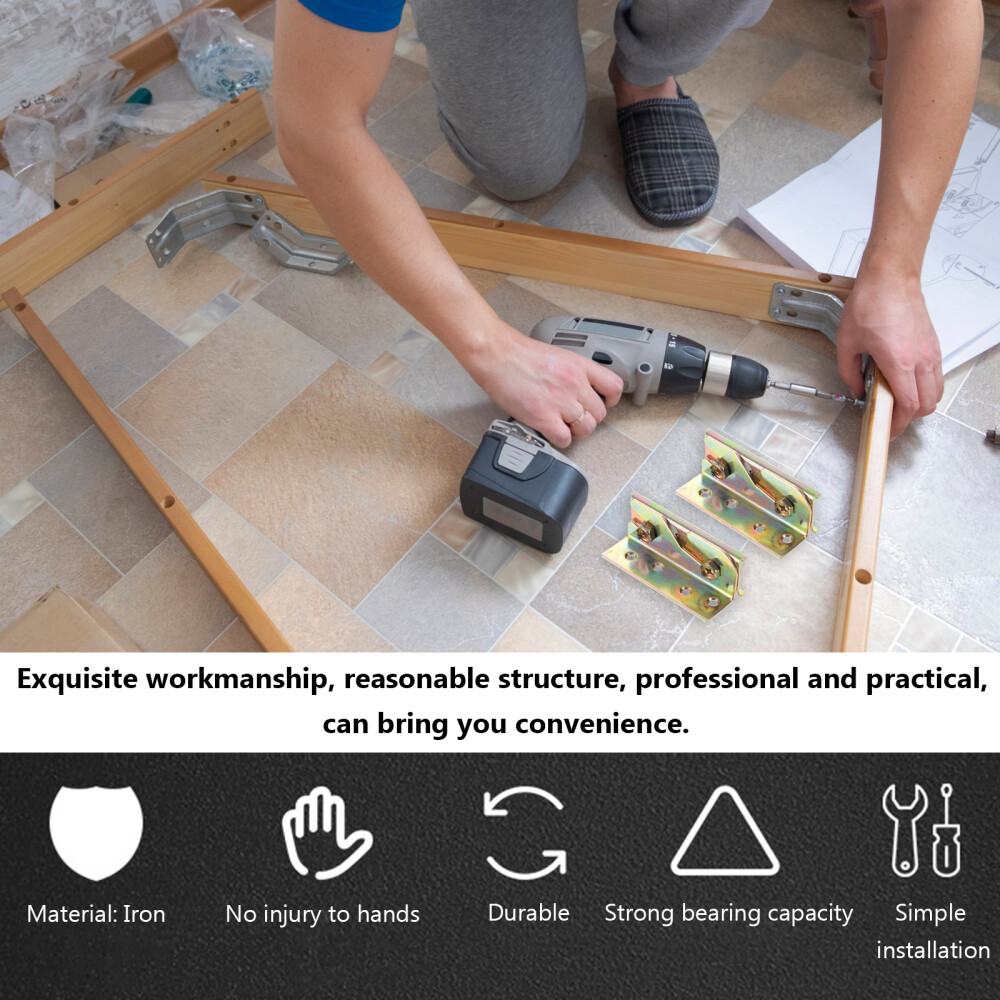 4 Pcs Iron Bed Hinge Heavy Duty Frames Non- Mortise Bracket Fittings | eBay