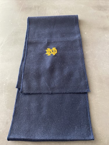 NEW Notre Dame Navy Blue Felt Scarf Embroidered ND Gold Logo 62” x 8 ...