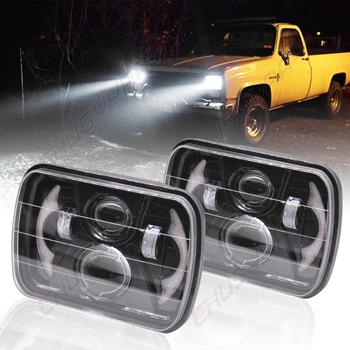 2pcs 7x6" inch LED Headlight Hi-Lo Beam Halo DRL For AE86 Supra MR2 ...