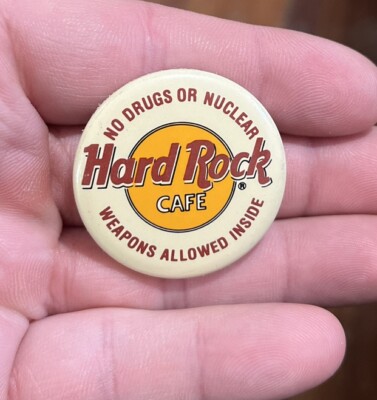 Vintage Pin Button Badge Hard Rock Cafe No Drugs Or Nuclear Weapons ...