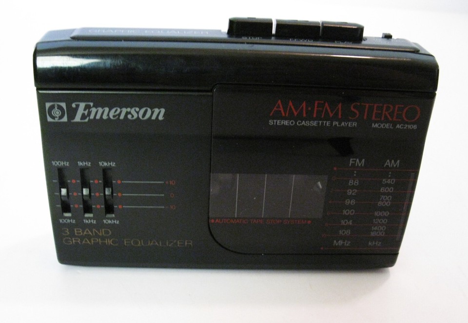 Vintage Emerson Walkman AM/FM Stereo Cassette Tape Player with ...