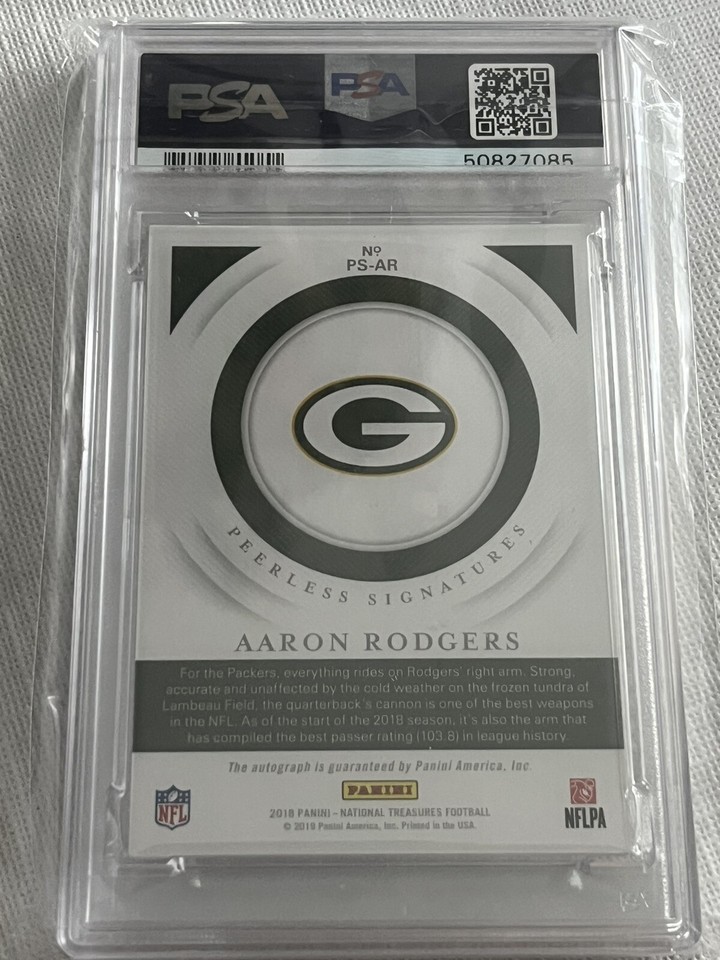 2018 National Treasures Aaron Rodgers Auto /10 - PSA 10 GEM MINT (POP ...