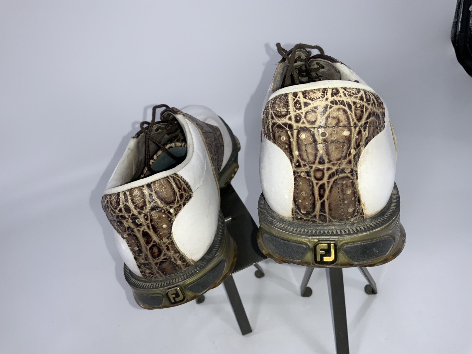 FootJoy DryJoys Golf Shoes 11 M 53754 White Brown Croc Lace YGI J2S-27 ...