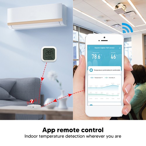 Smart Temperature And Humidity Sensor Phone Connection Wireless Digital ...