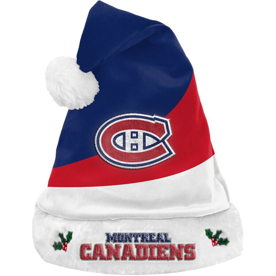 Montreal Canadiens Logo Colorblock Santa Hat NHL Hockeyl Forever ...