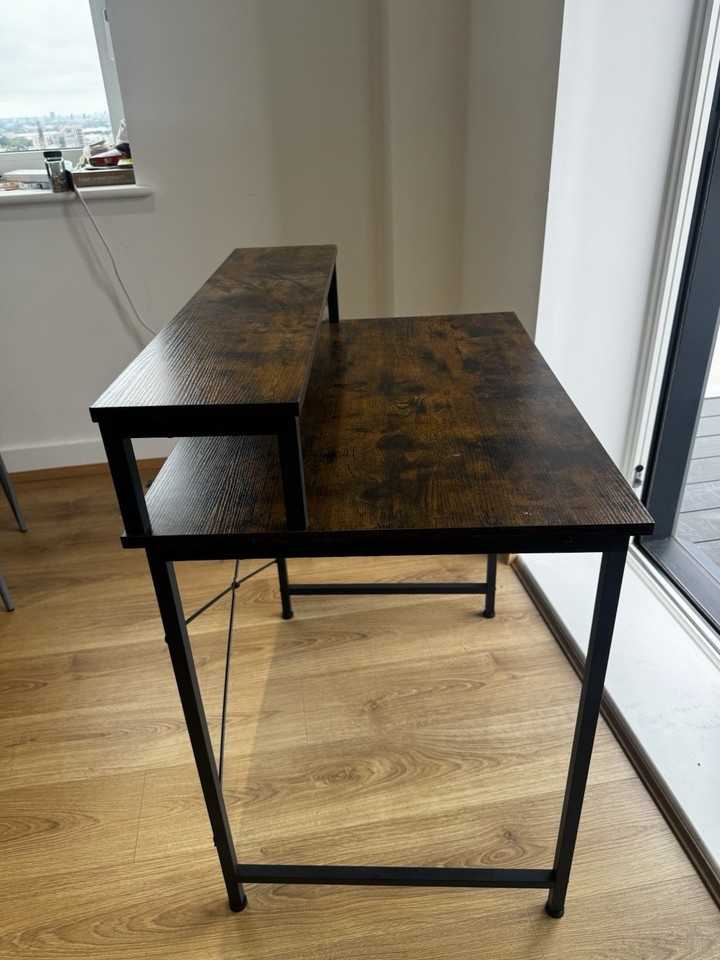 VASAGLE Computer Desk with Monitor Riser, Fabric Pouch, X-Bar ...