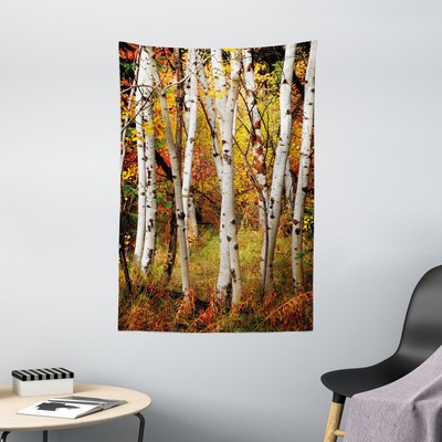 Fall Tapestry White Birch Trees Serenity Print Wall Hanging Decor | eBay