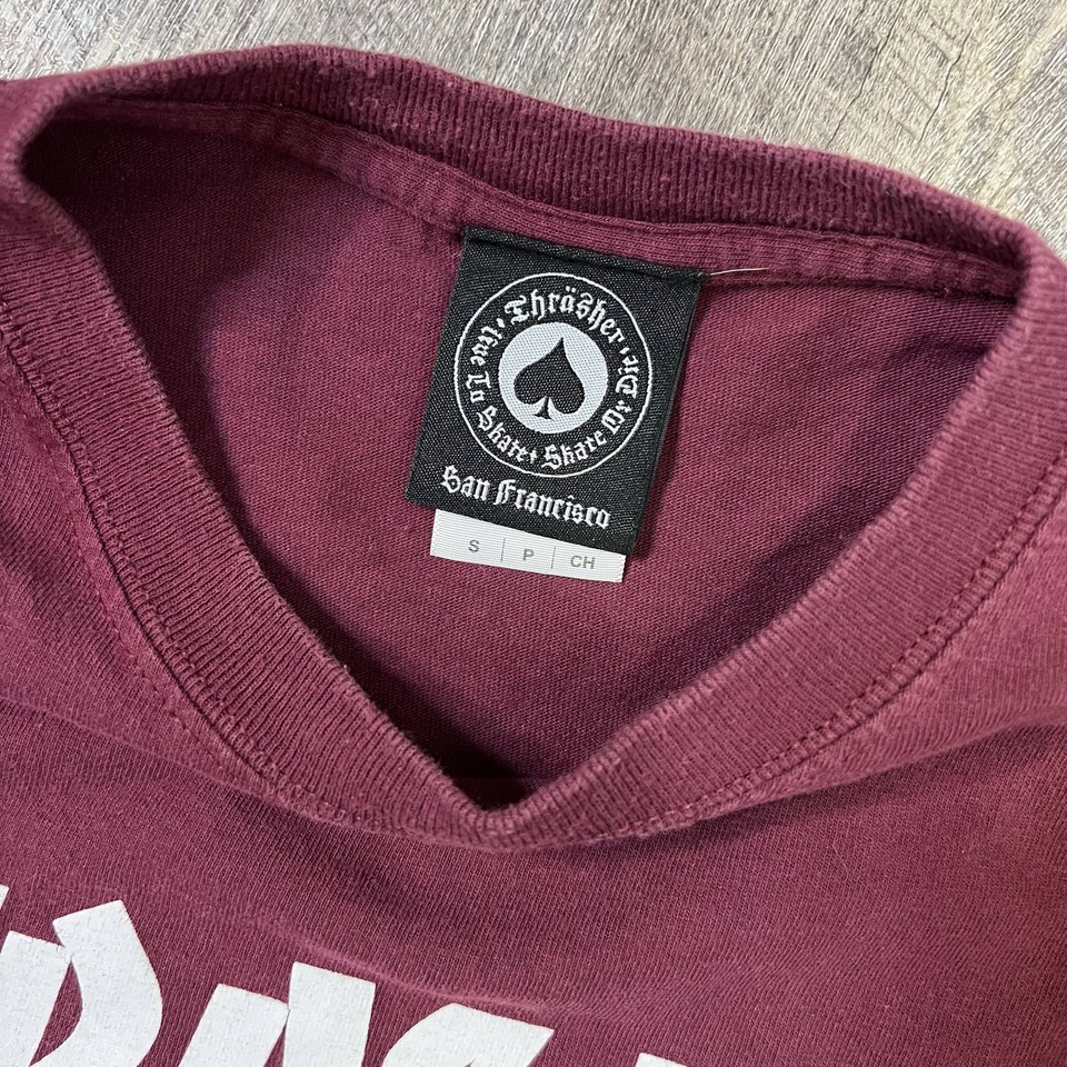 classic thrasher skateboard magazine logo t-shirt burgundy | eBay