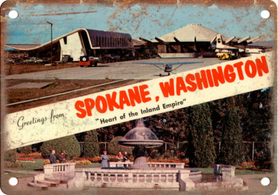 Spokane Washington Greetings From Postcard 12" x 9" Retro Look Metal ...