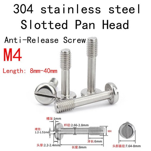 M4 SUS304 Steel Slotted Pan Head Screws Half Thread Male Bolt Anti ...