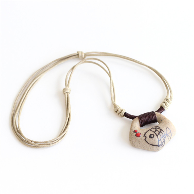 Necklace Pendant Clay Fish Ceramic Fashion Ethnic Jewelry Handmade ...