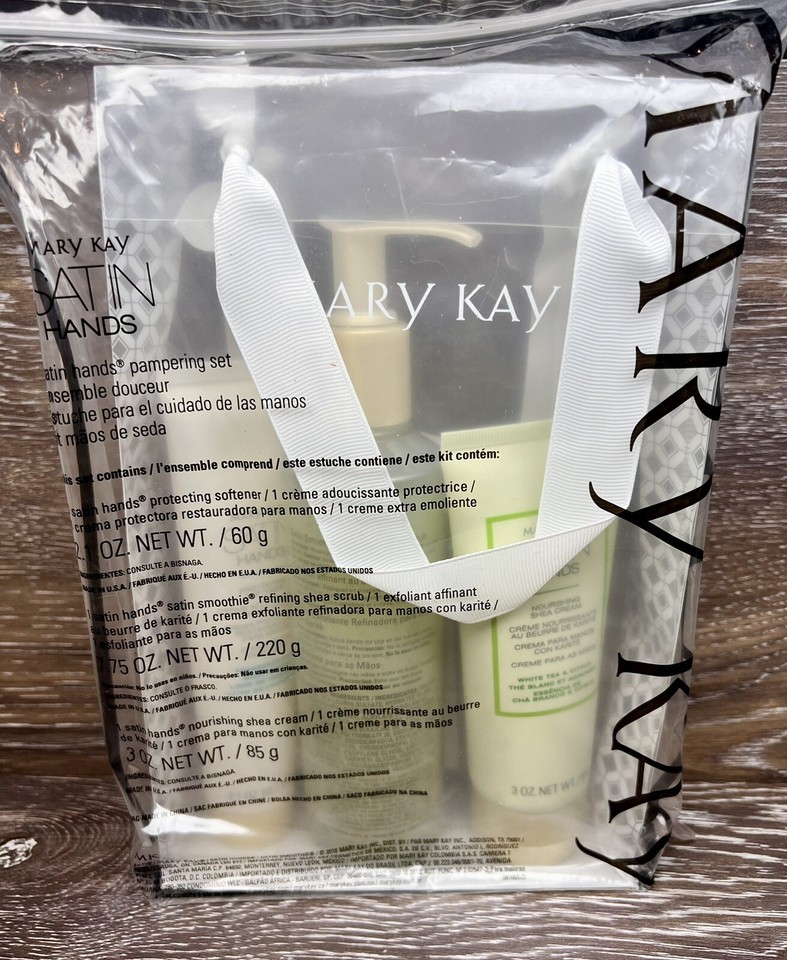 Mary Kay Satin Hands Pampering Set - Cream, Scrub, Softener White Tea ...