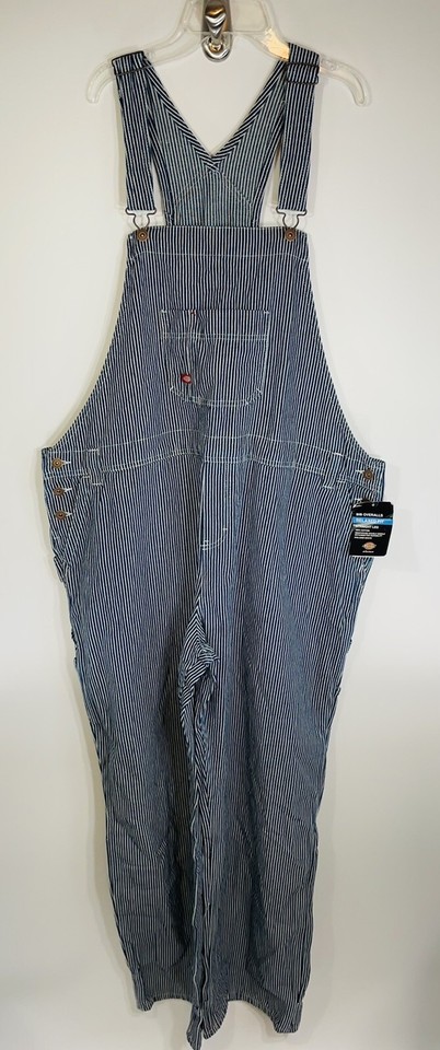 Dickies Bib Overalls Womens Relaxed Fit Small Blue White Stripes ...