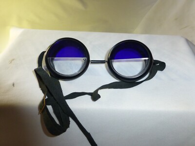 Antique Bausch and Lomb Split Lens Blue/Clear Goggles Safety Glasses ...