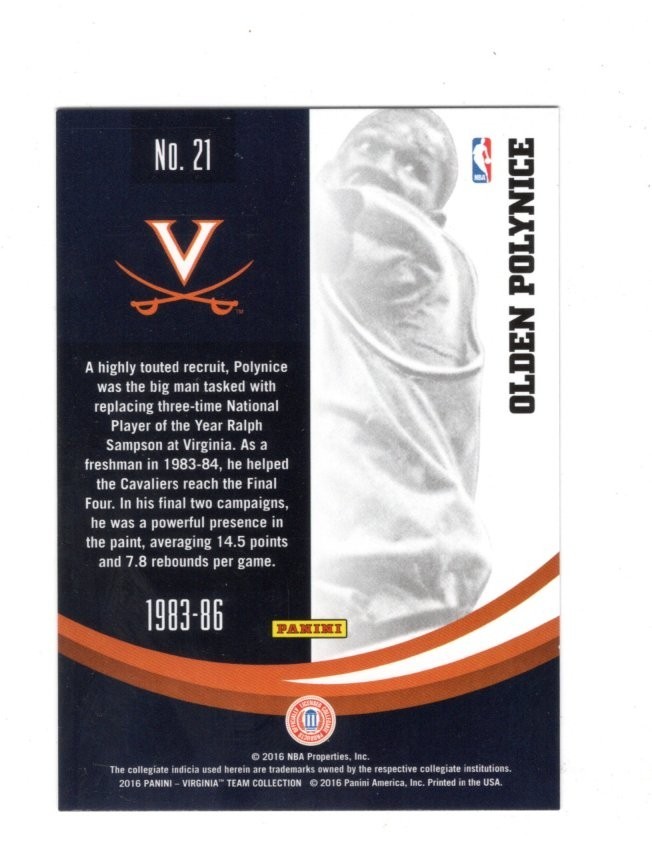 2016 PANINI VIRGINIA CAVALIERS OLDEN POLYNICE #21 GOLD 20/25 | eBay
