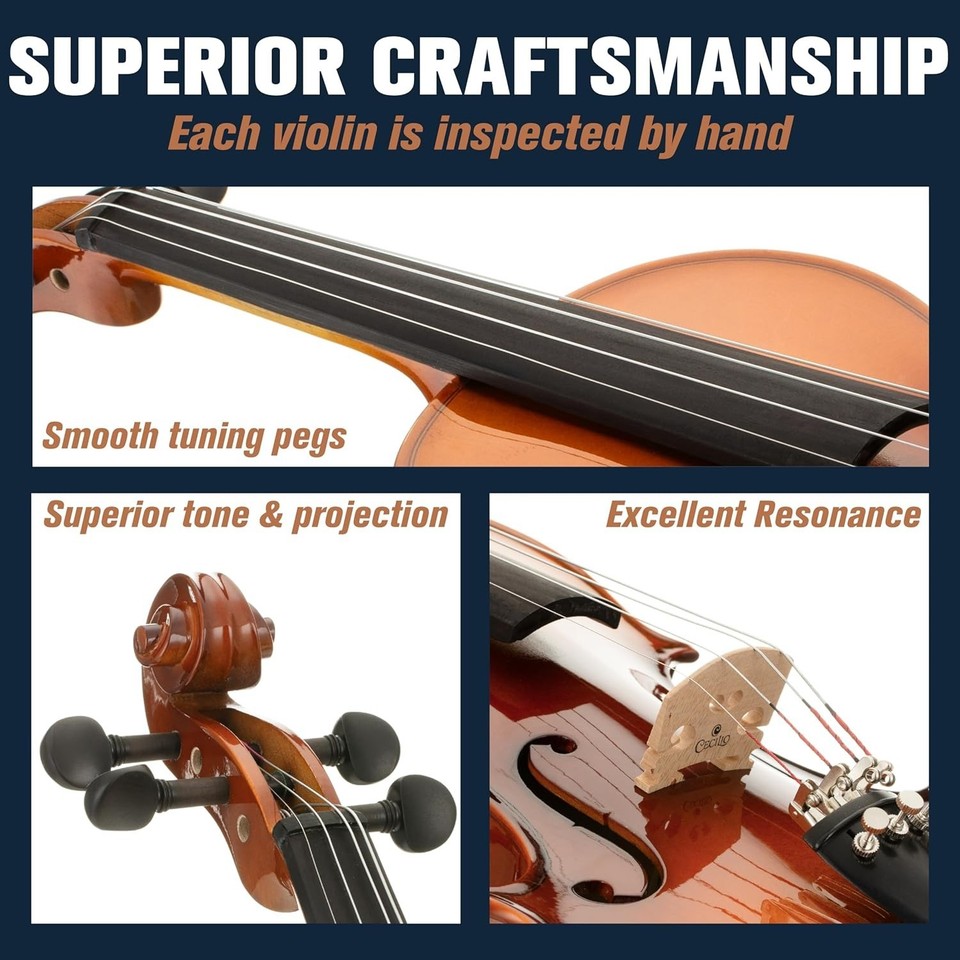 4/4 Full-Size Left-Handed Violin, Solid Spruce Top & Maple Body ...