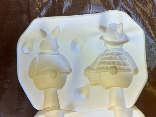 VINTAGE SCIOTO CERAMIC MOLD #S-2385 ROLY POLY BOY & GIRL RABBIT 3 1/2"T ...