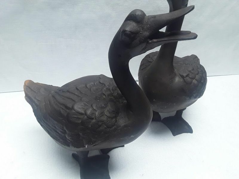 Japanese Meiji Pair of Cast Iron Geese | eBay