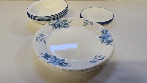 CORELLE By Corning Dishes Blue Velvet Rose Flower Swirl | eBay