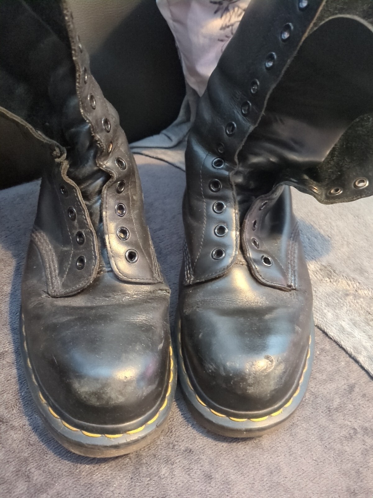 Steel Toe Dr Martens 14 Hole Black Boots Used Punk Boots.Skinhead ...