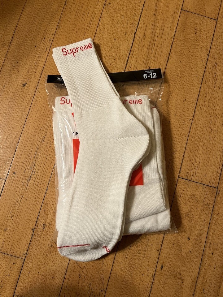 SUPREME/ HANES WHITE SOCKS (SINGLES) ONE PAIR 100% AUTHENTIC brand new ...