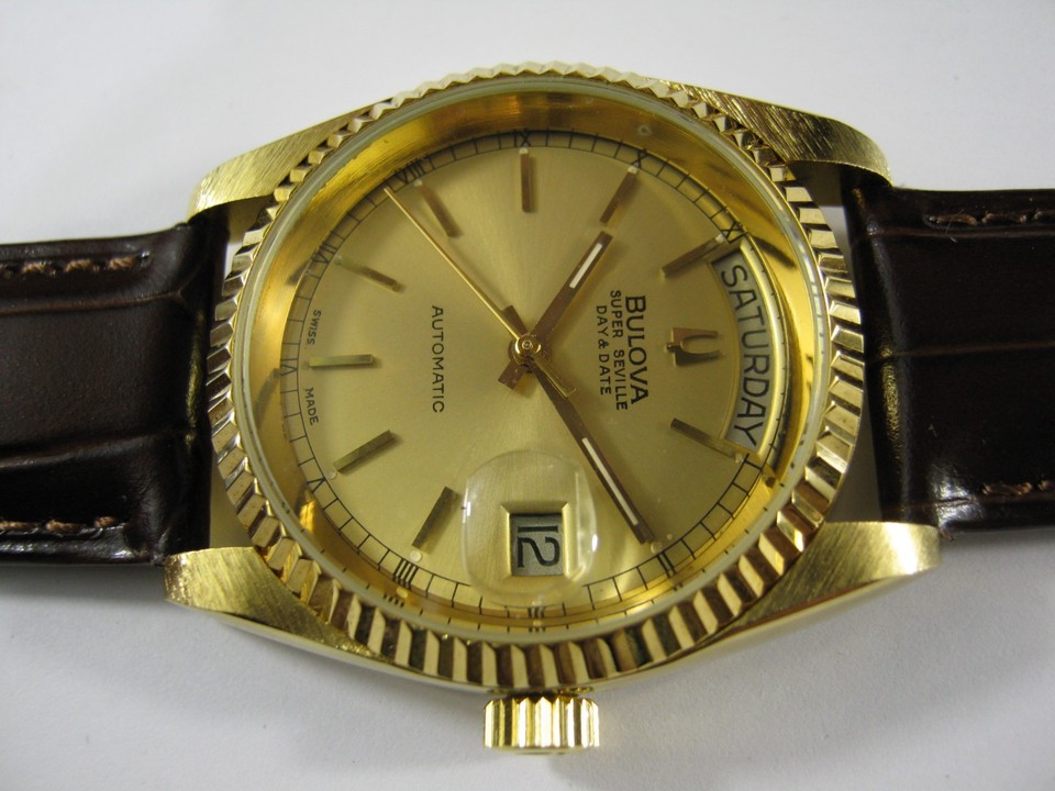 Classic BULOVA SUPER SEVILLE PRESIDENT Automatic Date Men Serviced A1 ...