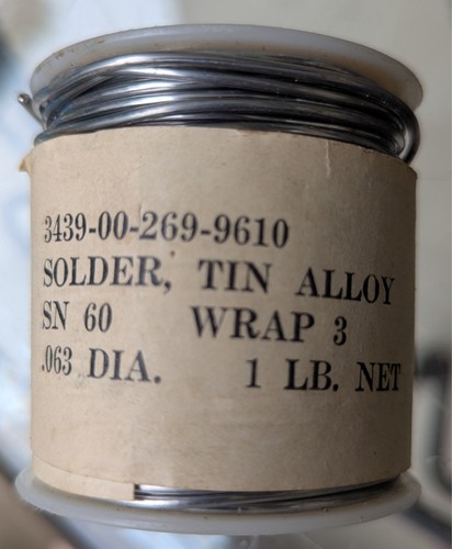NOS 1lb Solder sn60 .063 WRAP3 NSN 3439-00-269-9610 plus 1oz New York ...