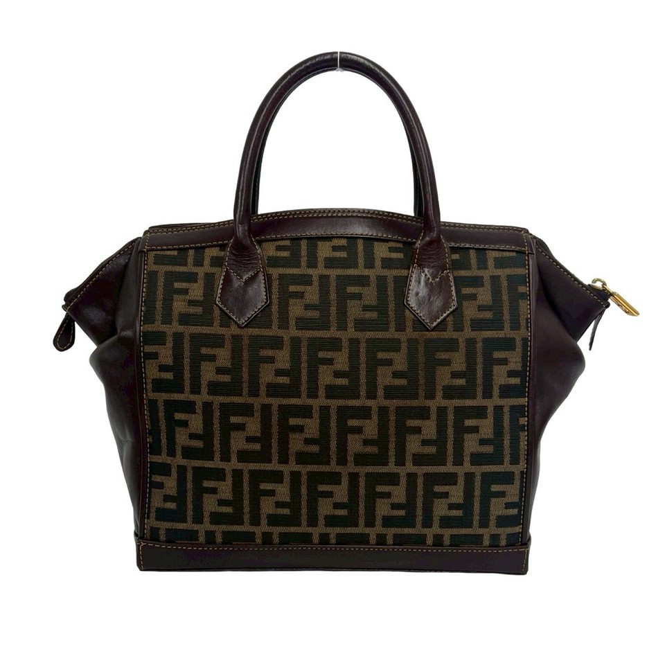 FENDI Zucca FF logo Pattern Shoulder Bag canvas leather Brown 57511 ...