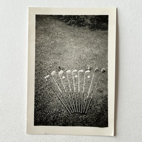 Vintage Snapshot Photograph Odd Still Life Golf Clubs Balls On Ground ...
