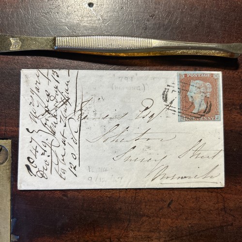 Lovely rare Norfolk Postal History QV Env 1847 1d sg8 Thetford Harling ...