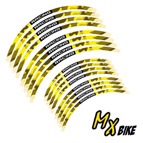 21 18 inch Rim Decals Wheel Sticker CAMO07B YELLOW For YAMAHA YZ 125X ...