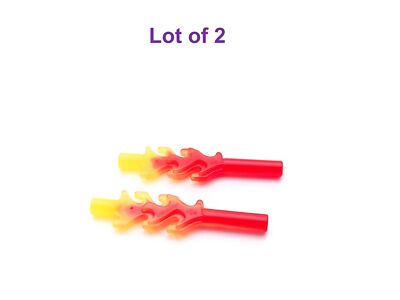 Lego 4L Straight Bar Trans Red Rounded Wave w Marbled Trans Yellow ...