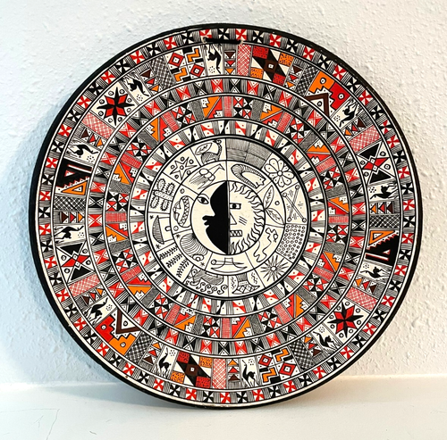 Peruvian Folk Art Hand Painted Wooden Plate - Sun & Moon - 8 ...
