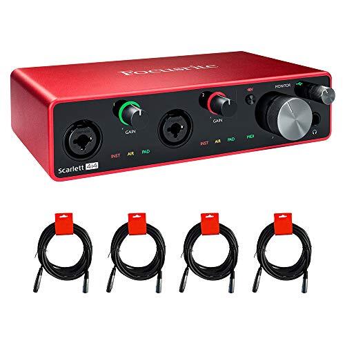 Focusrite Scarlett 4i4 USB Audio/MIDI Interface 3rd Gen Bundle + 4 XLR ...