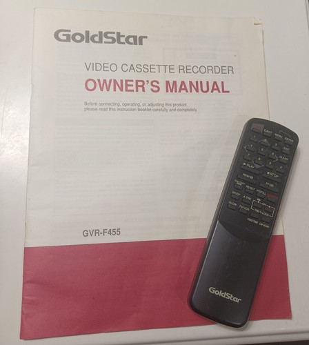 OEM GOLDSTAR Video Cassette Recorder manual and remote control. Tested ...