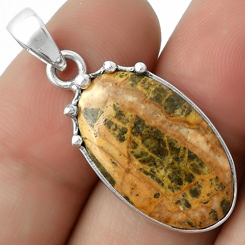 Natural Moroccan Yellow Jacket Jasper 925 Sterling Silver Pendant ...