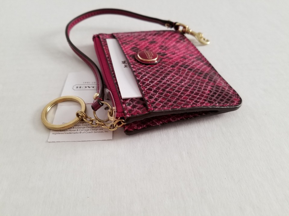COACH EXOTIC EMBOSSED LEATHER RASPBERRY ID SKINNY WALLET CLUTCH NWT | eBay