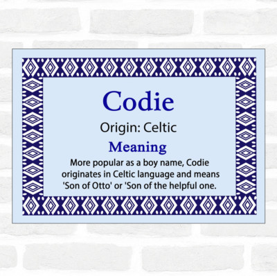 Codie Name Meaning Blue Certificate | eBay UK