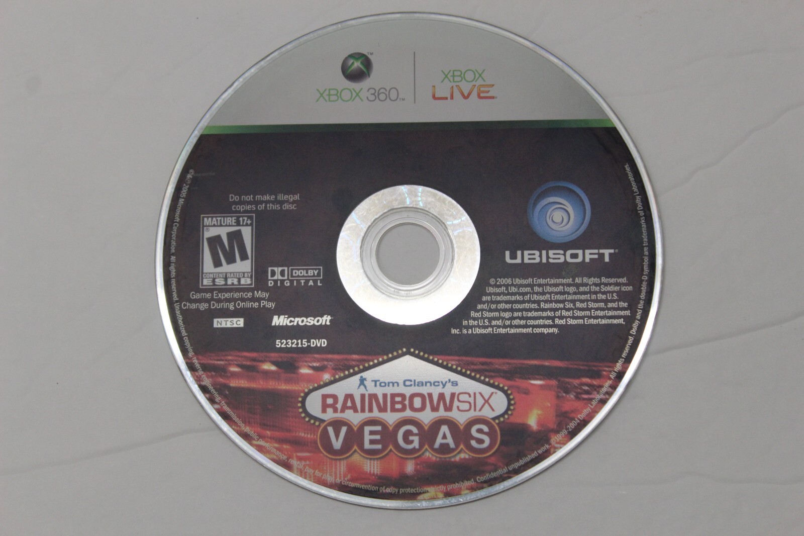 Tom Clancy's Rainbow Six: Vegas (Xbox 360, 2006) Disc Only ...