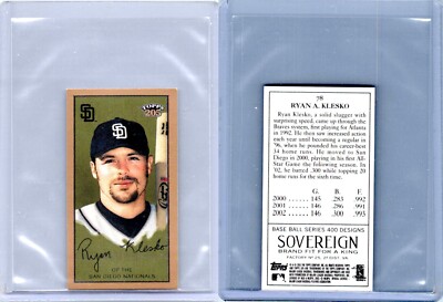 2003 Topps 205 Sovereign BLACK Back Mini Parallel Ryan Klesko #78 San ...