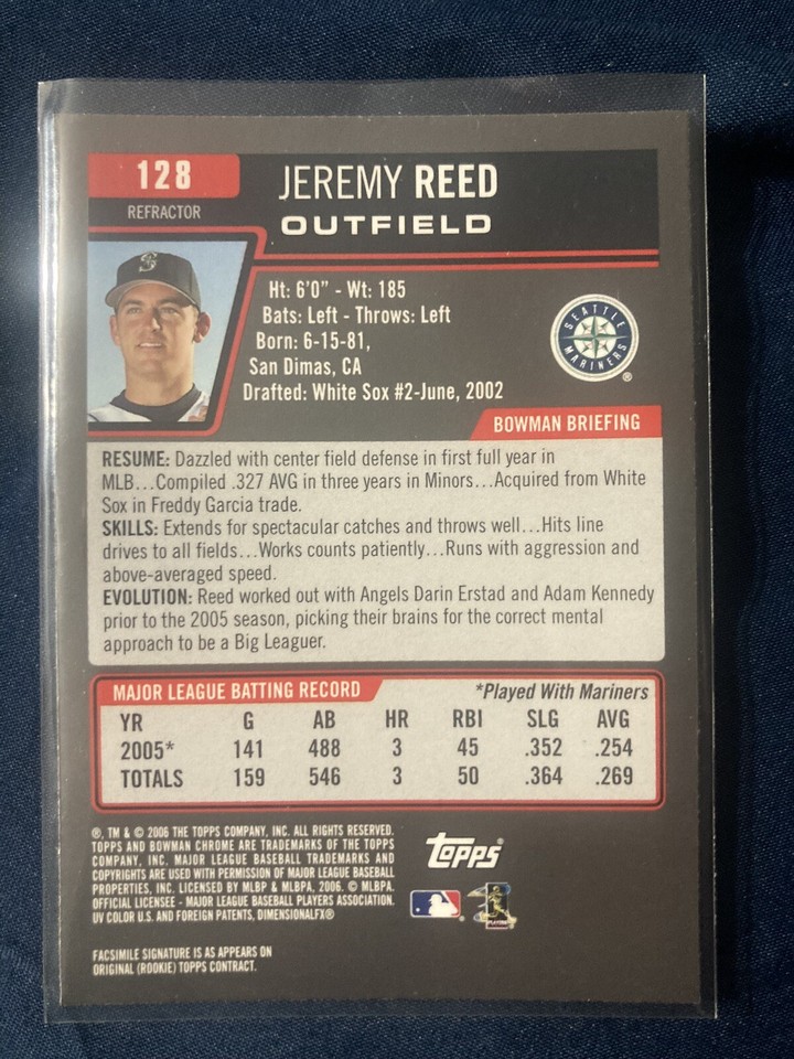 2006 Bowman Chrome Baseball Refractors #128 Jeremy Reed Seattle ...