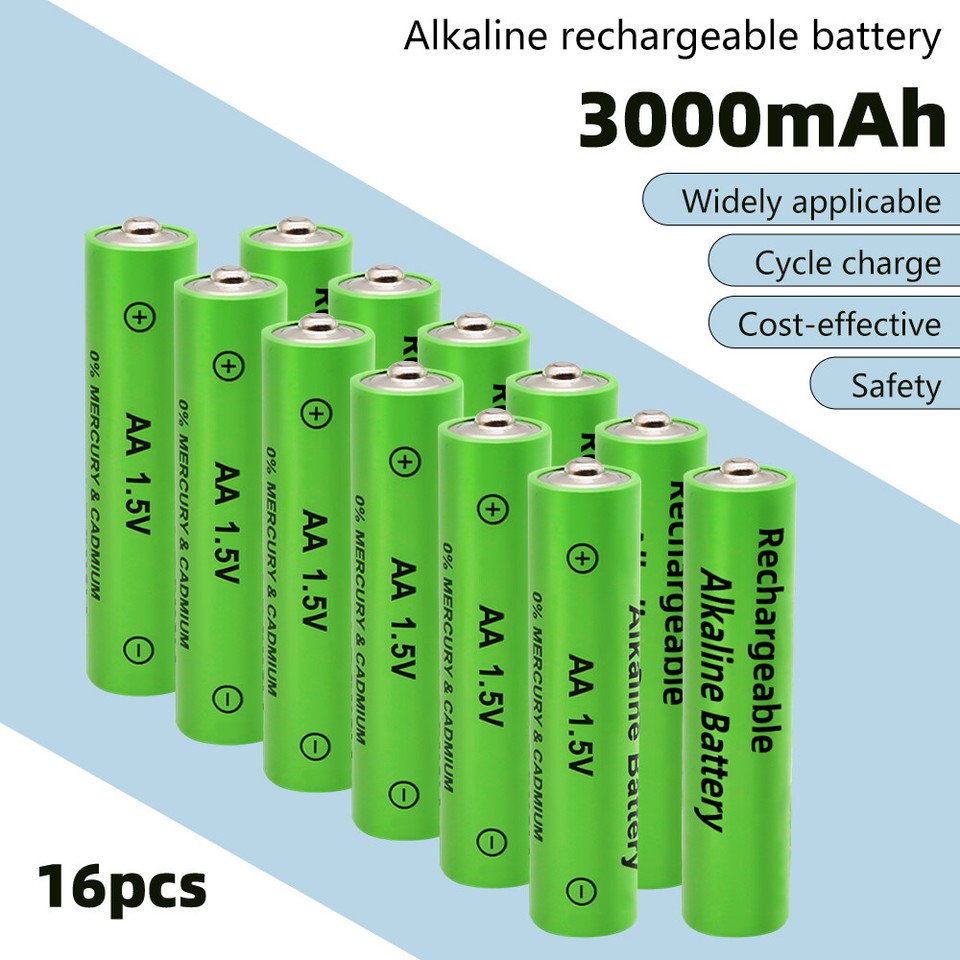 16Pcs 1.5V AA AAA Rechargeable Batteries 3000mAh Alkaline Battery with ...