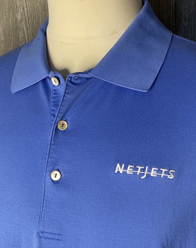 VTG NetJets Peter Millar Performance Embroidered Blue Golf Polo Shirt ...