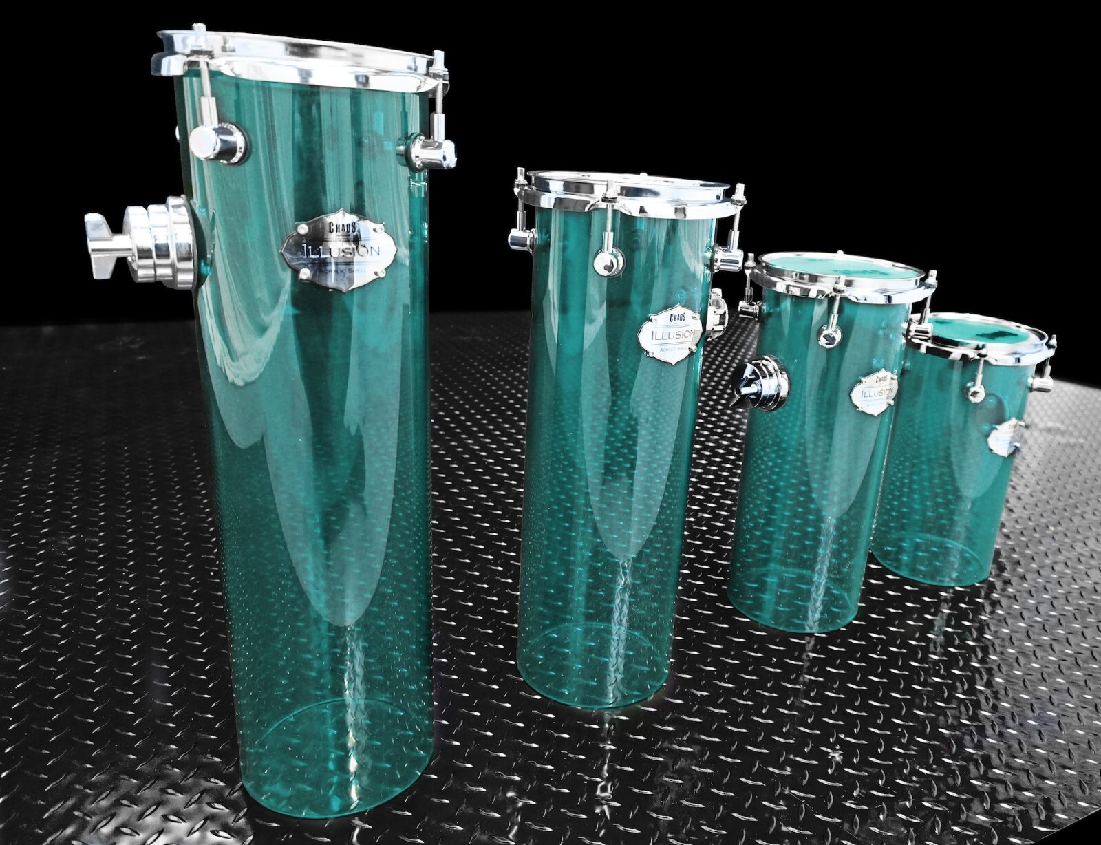 CHAOS ILLUSION ACRYLIC CANNON TOMS DRUMS DRUM KIT - OCTOBANS - COKE ...