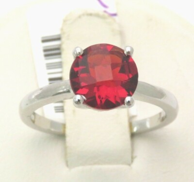 R80808S 1.5ct Ruby Red Helenite Round Checkerboard Cut Sterling Silver ...