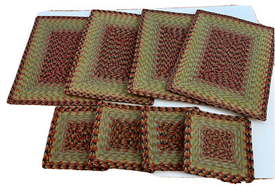 New! CAPITOL EARTH RUGS Burgundy-Black-Sage Braided PLACEMATS ...